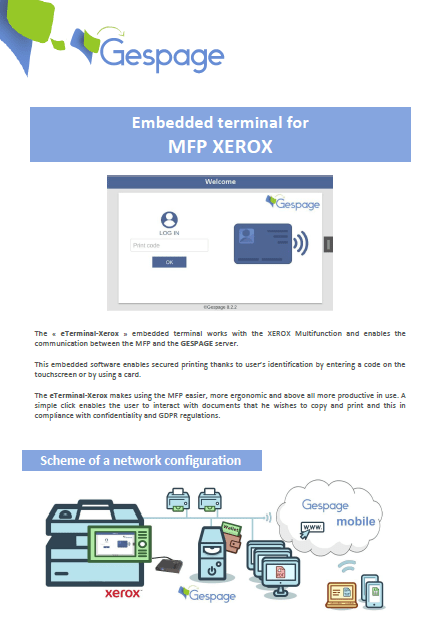 Embedded terminal for MFP XEROX documentation • Gespage