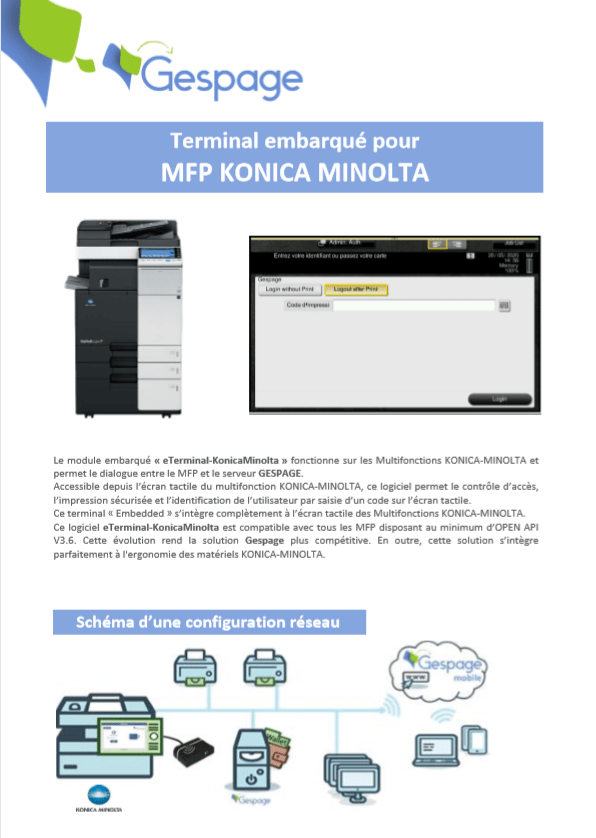 Embedded terminal for MFP KONICA MINOLTA documentation • Gespage