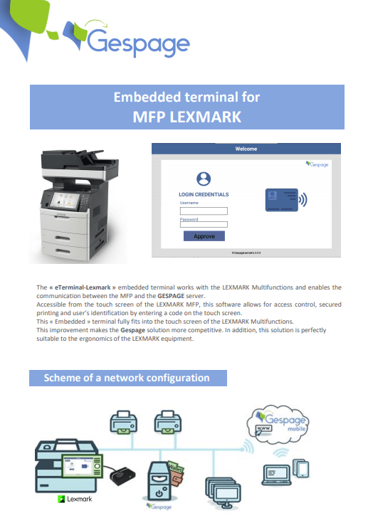 Embedded terminal for MFP LEXMARK documentation • Gespage